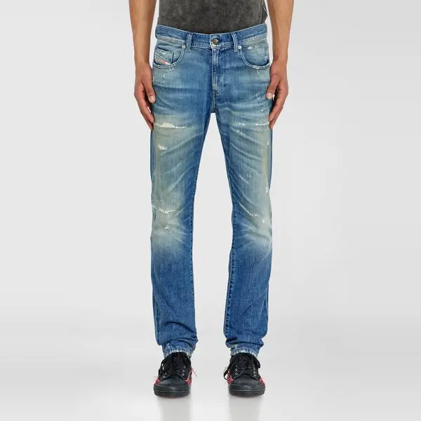 DIESEL® Slim Fit Jeans With Whiskering And Abrasions - Blue