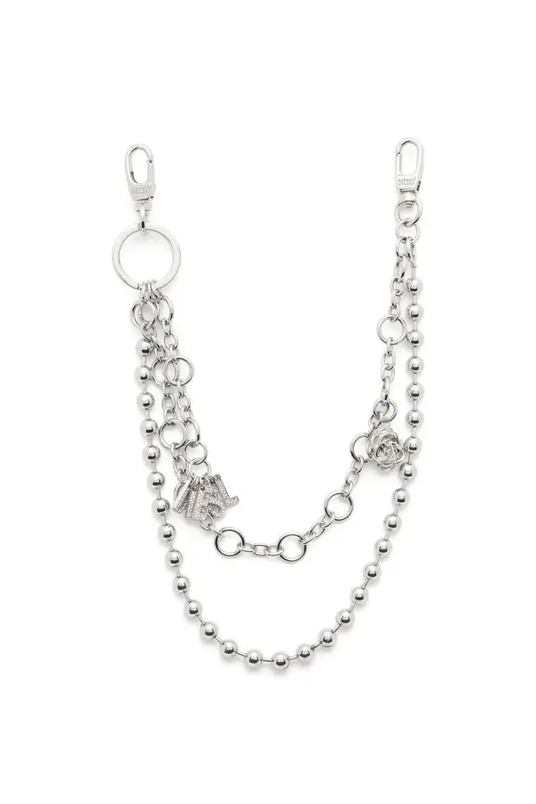 DIESEL® Metal Chain Charm Accessory With Rose Pendant