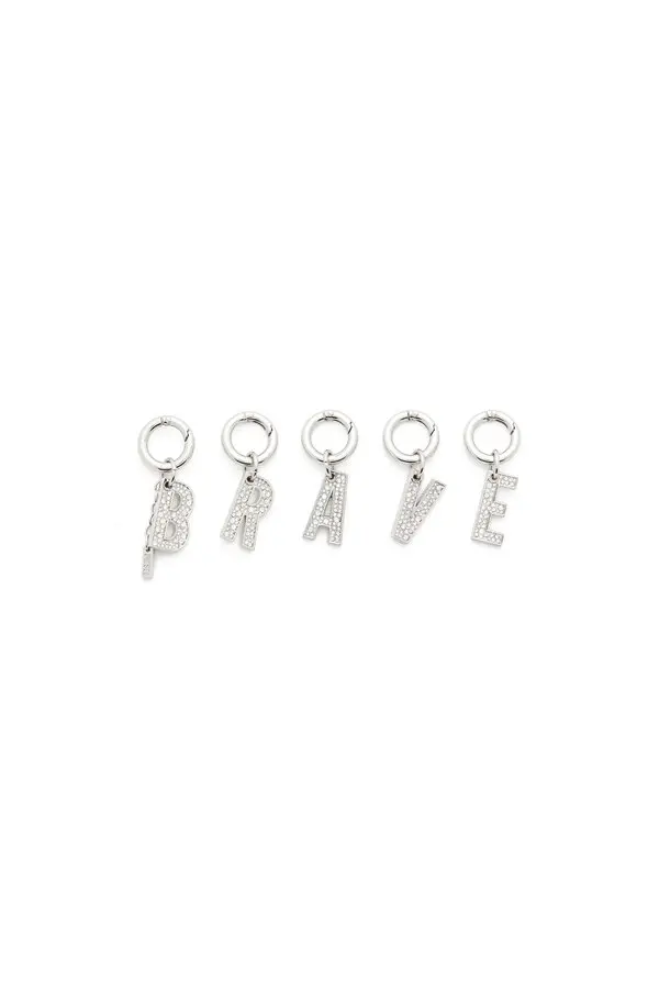 DIESEL® Metal Brave Charms With Rhinestone Embellishments - Silver