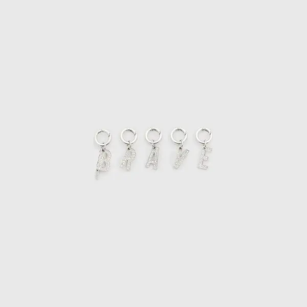 DIESEL® Metal Brave Charms With Rhinestone Embellishments - Silver