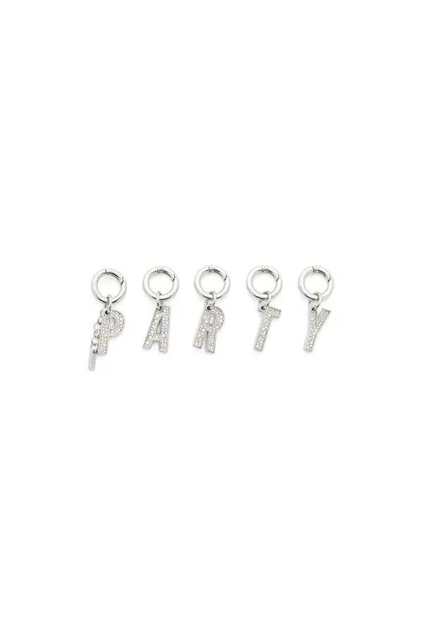 DIESEL® Metal "party" Charms With Crystal Appliques - Silver