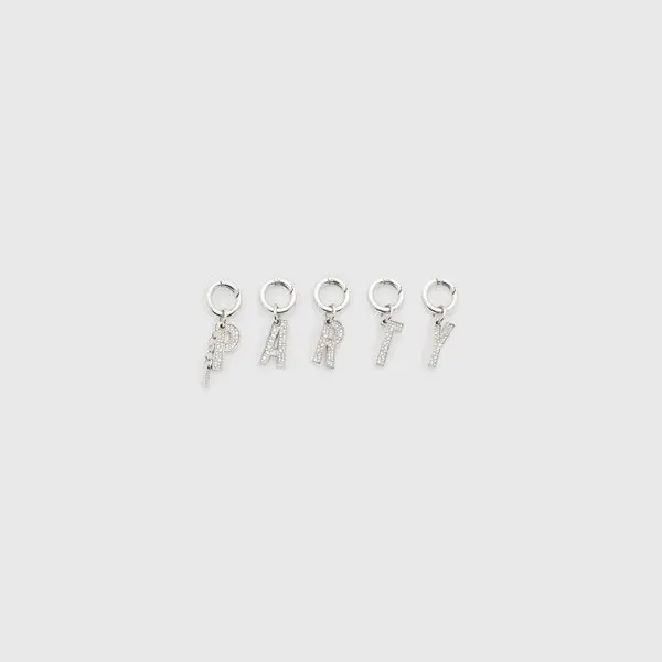 DIESEL® Metal "party" Charms With Crystal Appliques - Silver