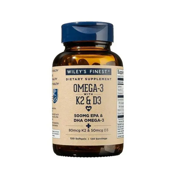 WILEY'S FINEST Wiley S Finest Fish Oil Vitamin K2 And D3 500mg Epa And Dha For Bone And Heart Health - No Color