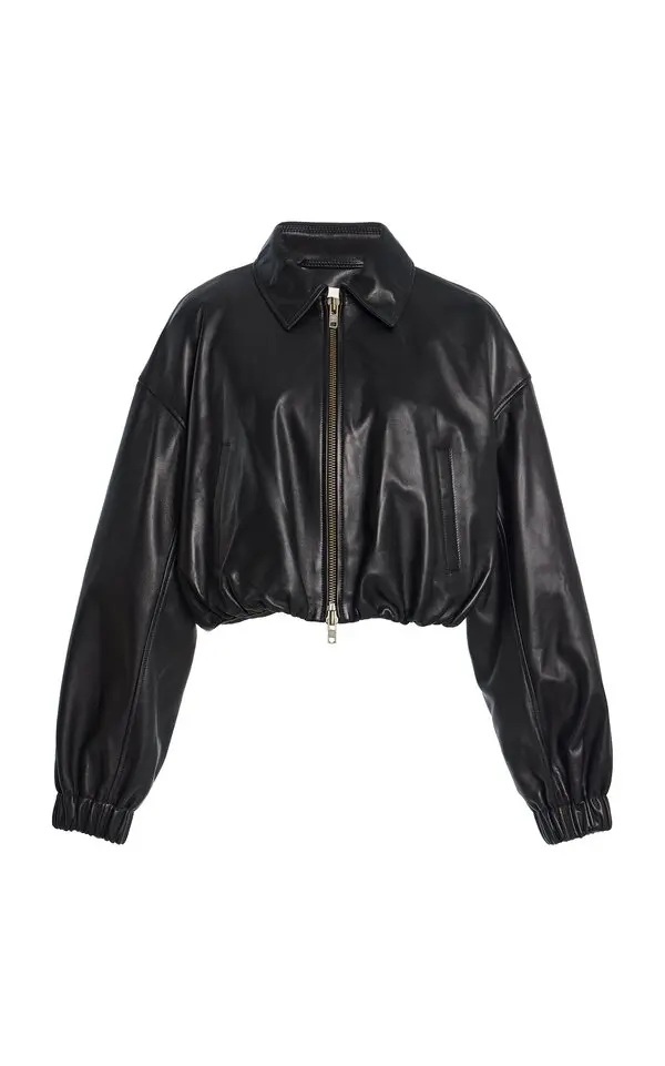 Ulla Johnson Gigi Cropped Leather Jacket - Black