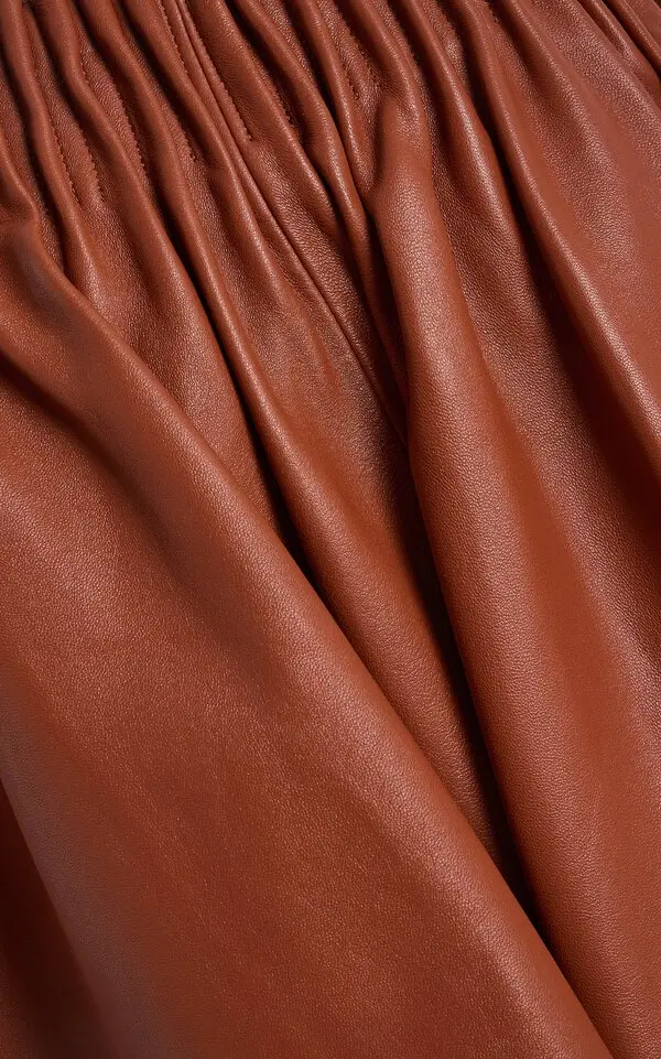 Ulla Johnson Monika Gathered Leather Mini Skirt - Brown