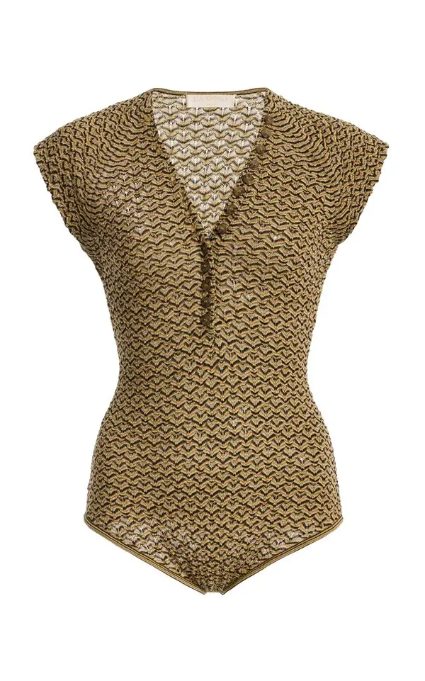 Ulla Johnson Elin Patterned Merino-wool Bodysuit - Neutral
