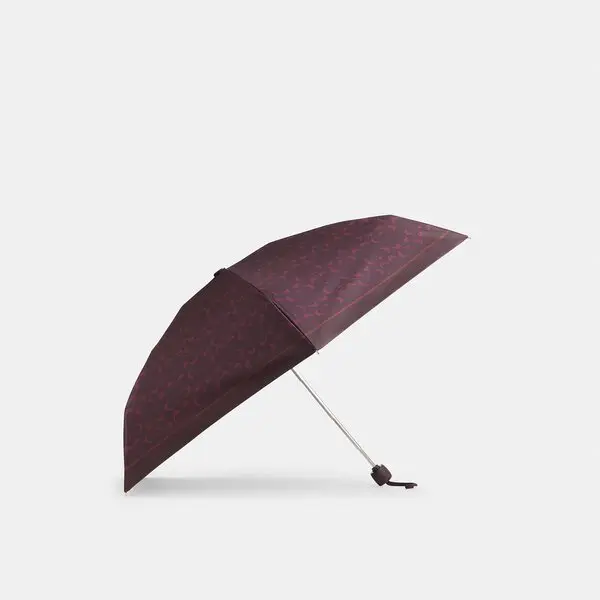 COACH OUTLET Uv Protection Mini Umbrella In Signature Print - Silver/black Currant