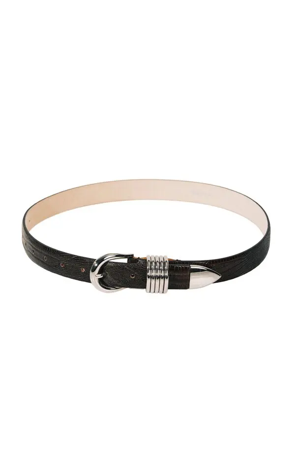 DEHANCHE Hollyhock Lizard-effect Leather Belt - Brown