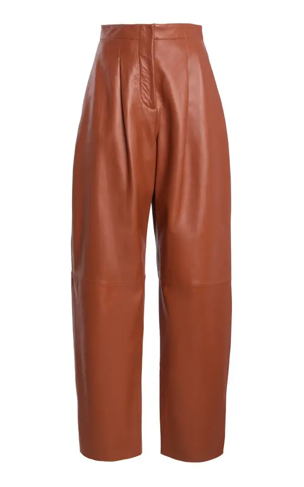 Ulla Johnson Nathalie High-rise Leather Barrel-leg Pants - Red