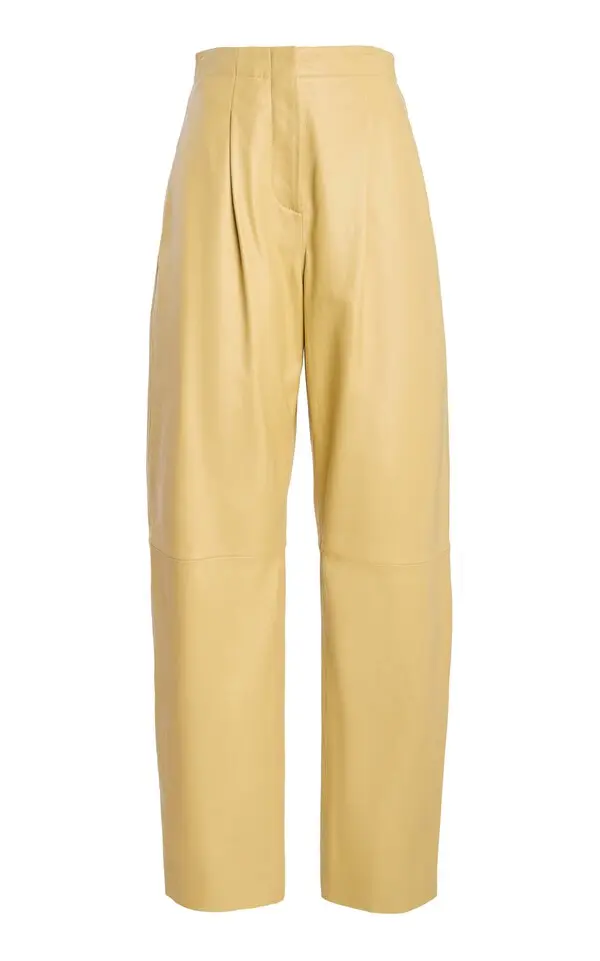 Ulla Johnson Nathalie High-rise Leather Barrel-leg Pants - Yellow