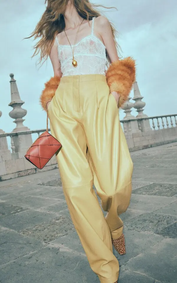 Ulla Johnson Nathalie High-rise Leather Barrel-leg Pants - Yellow