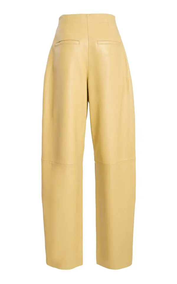 Ulla Johnson Nathalie High-rise Leather Barrel-leg Pants - Yellow