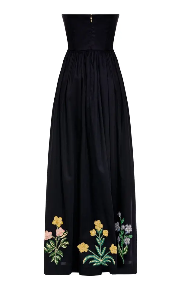 Agua Bendita Embroidered Cotton Maxi Dress