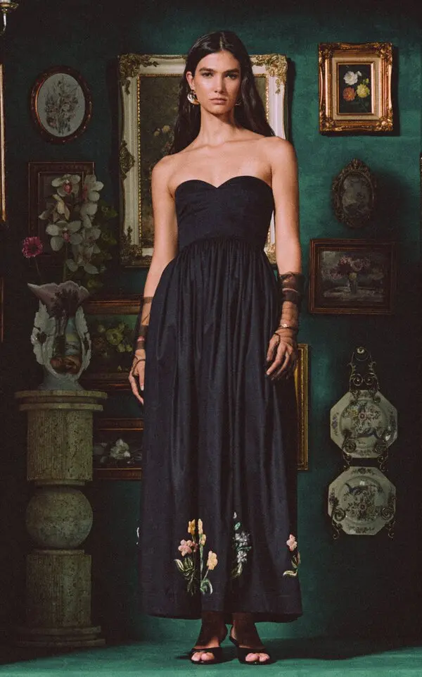 Agua Bendita Embroidered Cotton Maxi Dress