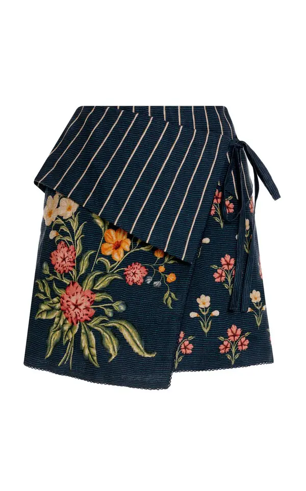Agua Bendita Arte Isolda Linen Wrap Mini Skirt - Multi