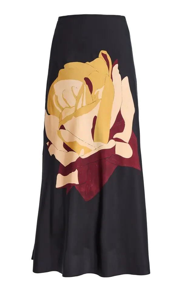 Ulla Johnson Pera Printed Silk Midi Skirt - Multi