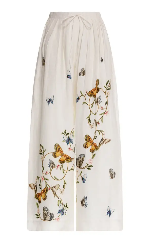 Agua Bendita Cocada Orquidea Straight Leg Linen Pants