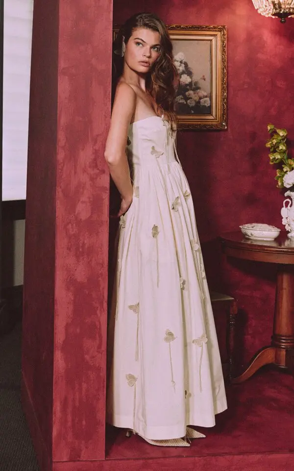 Agua Bendita Tonia Orquidea Cotton Maxi Dress