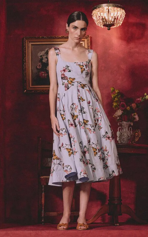 Agua Bendita Alcaparra Orquidea Cotton Maxi Dress