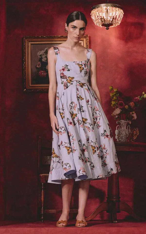 Agua Bendita Alcaparra Orquidea Cotton Maxi Dress