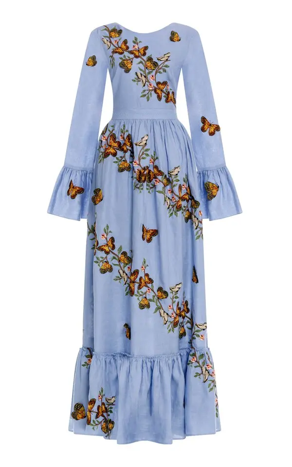 Agua Bendita Papaya Orquidea Linen Maxi Dress - Multi