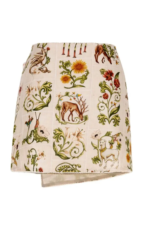Agua Bendita Arte Tristan Linen Wrap Mini Skirt