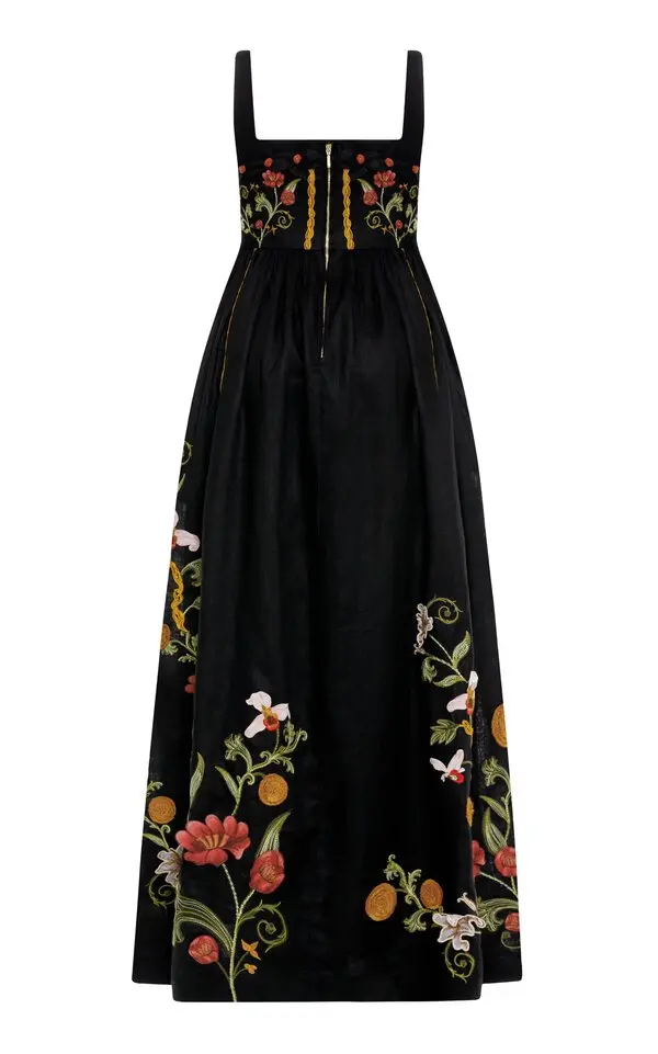 Agua Bendita Barbara Tristan Linen Maxi Dress