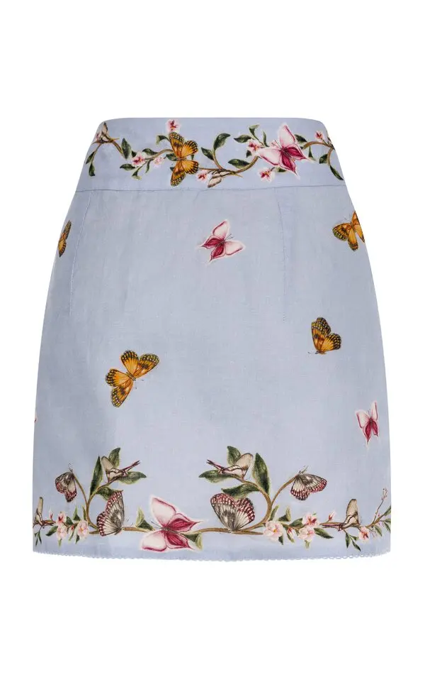 Agua Bendita Amuleto Orquidea Linen Wrap Mini Skirt