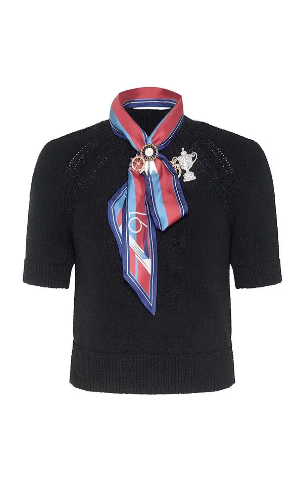 Zimmermann Embellished Cotton Knit T-shirt - Black
