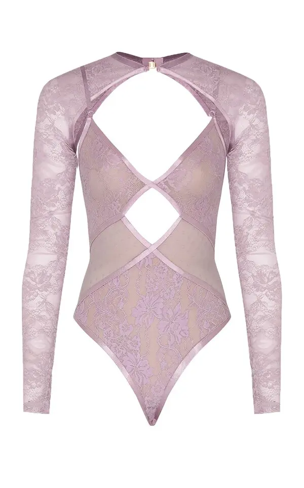 Zimmermann Clash Lace Bodysuit - Purple