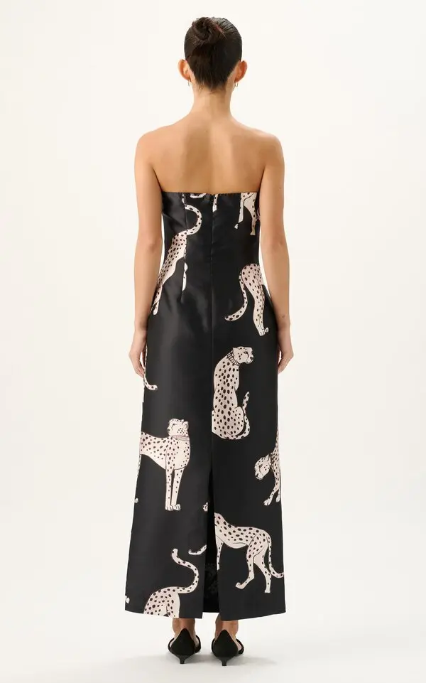 ROAME Pasca Cheetahl Strapless Maxi Dress