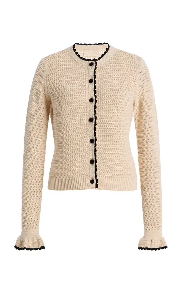 Ulla Johnson Tilla Striped Knit Cotton Cardigan - Ivory