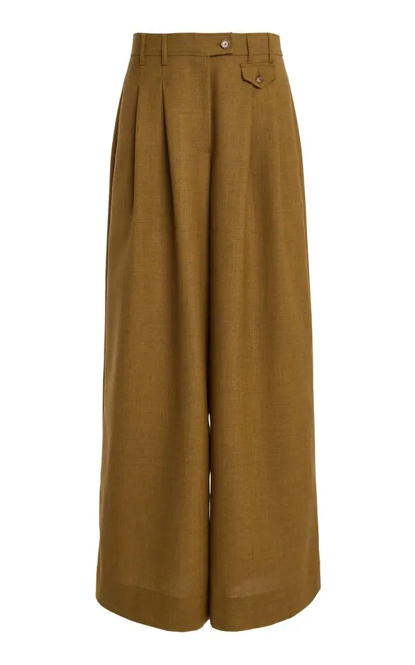 Ulla Johnson Motherwell Mid-rise Recycled-wool Wide-leg Pants - Tan