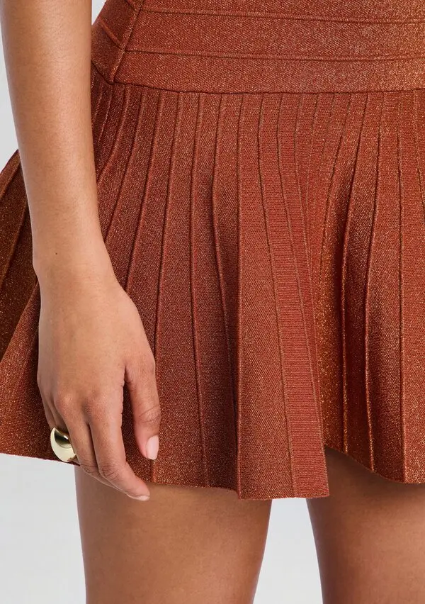 Retrofete Serena Metallic Knit Mini Dress - Metallic Rust