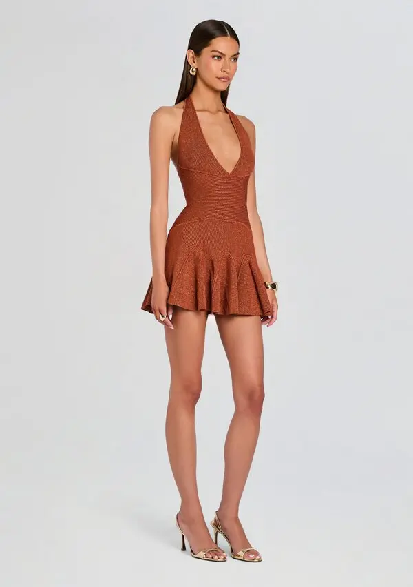 Retrofete Azelma Metallic Knit Mini Dress
