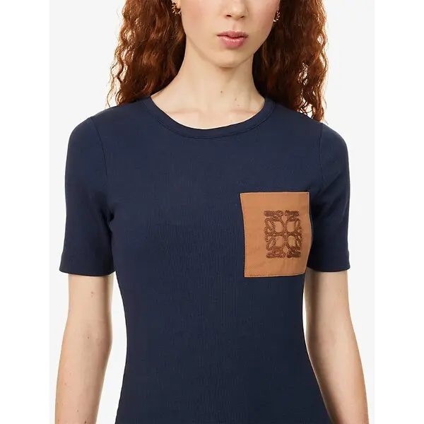 EMELLO Regular-fit Embroidered-logo Knit T-shirt