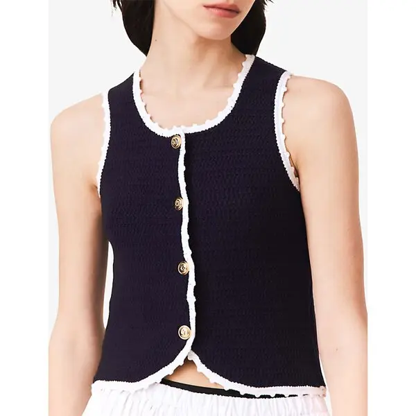 Maje Crochet-trim Sleeveless Knitted Top
