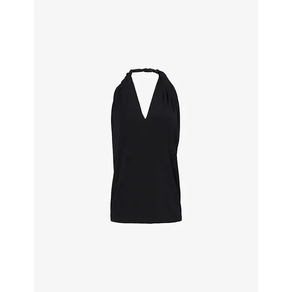 TOTEME Twisted Halter-neck Jersey Top - Black