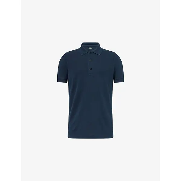 TOM FORD Stretch-woven Polo Top - Navy