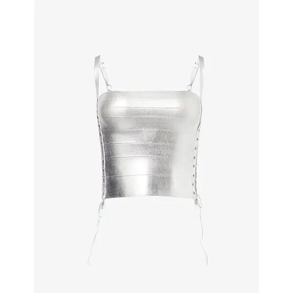 JADED LONDON Lace-up Bandage Corset Top - Silver