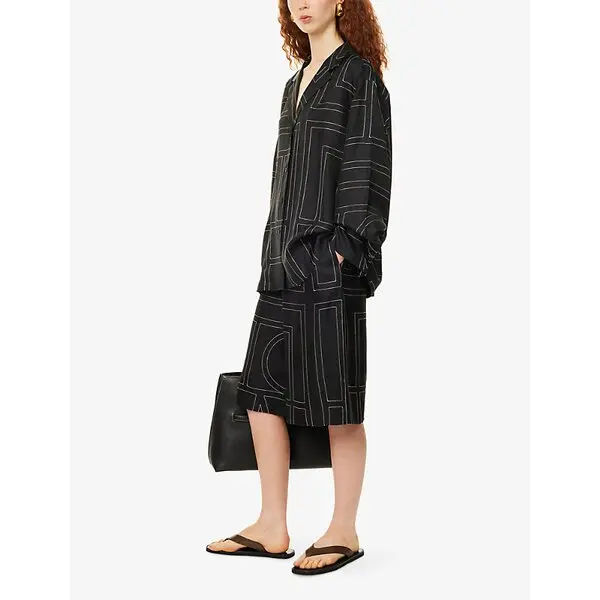 TOTEME Embroidered Silk Bermuda Shorts