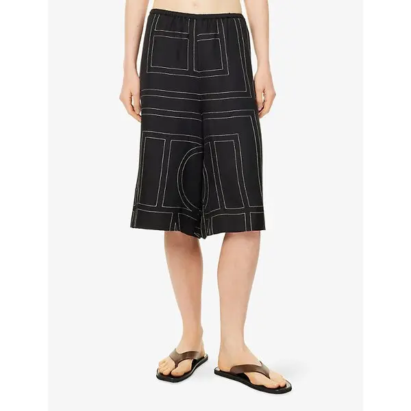 TOTEME Embroidered Silk Bermuda Shorts