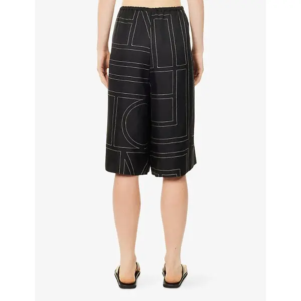 TOTEME Embroidered Silk Bermuda Shorts