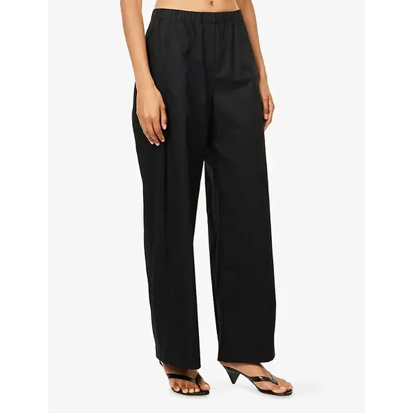 Theory Wide-leg Cotton Trousers - Black