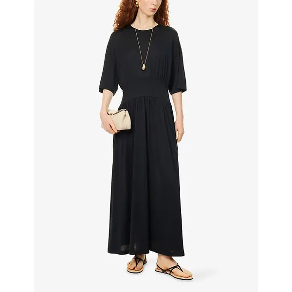 TOTEME Cotton-and-silk Midi Dress - Black