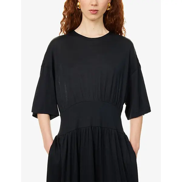 TOTEME Cotton-and-silk Midi Dress - Black