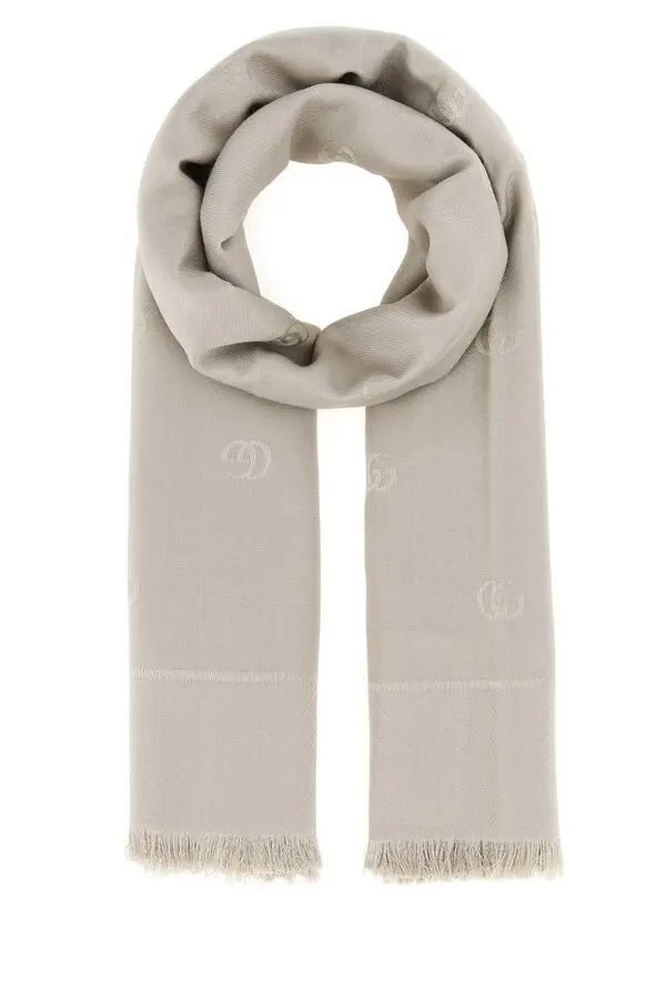 Gucci Dove Grey Silk Blend Scarf - Gray