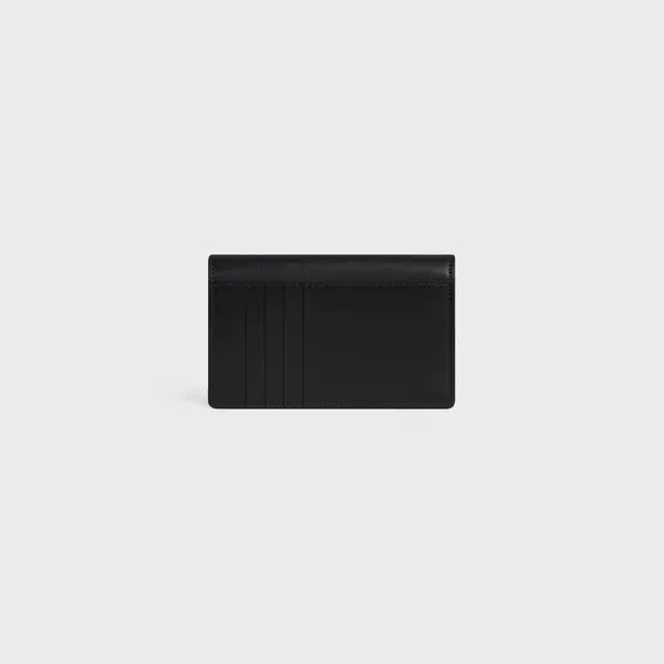 Celine Long Card Holder With Flap Triomphe In Shiny Calfskin