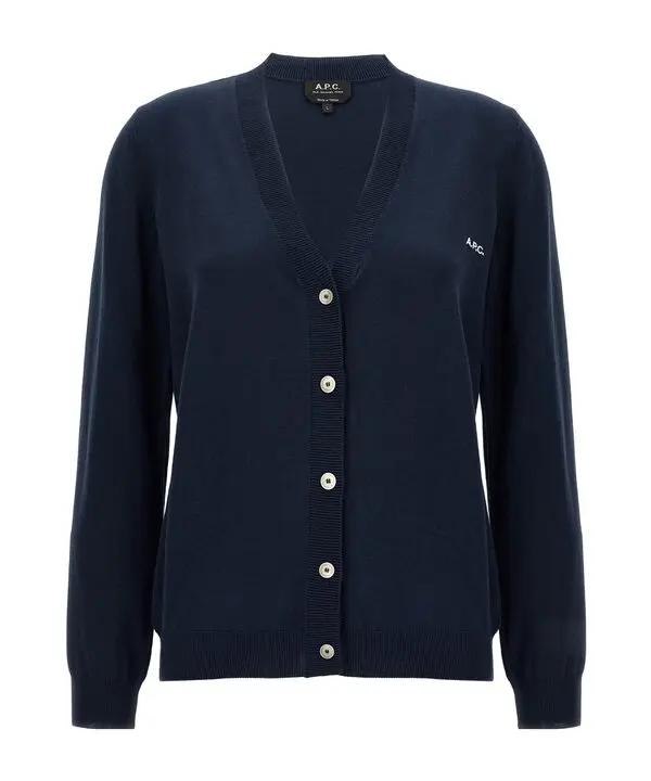 A.p.c. Logo Detailed V-neck Cardigan - Black