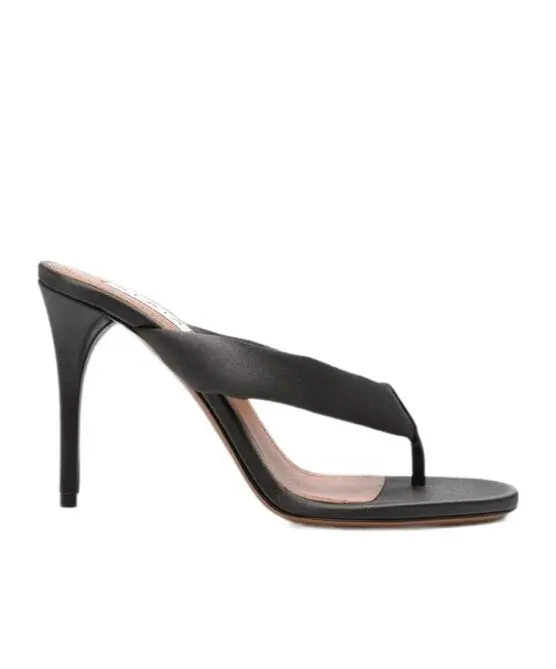 Alaïa Padded Leather Thong Sandals With High Heel - No